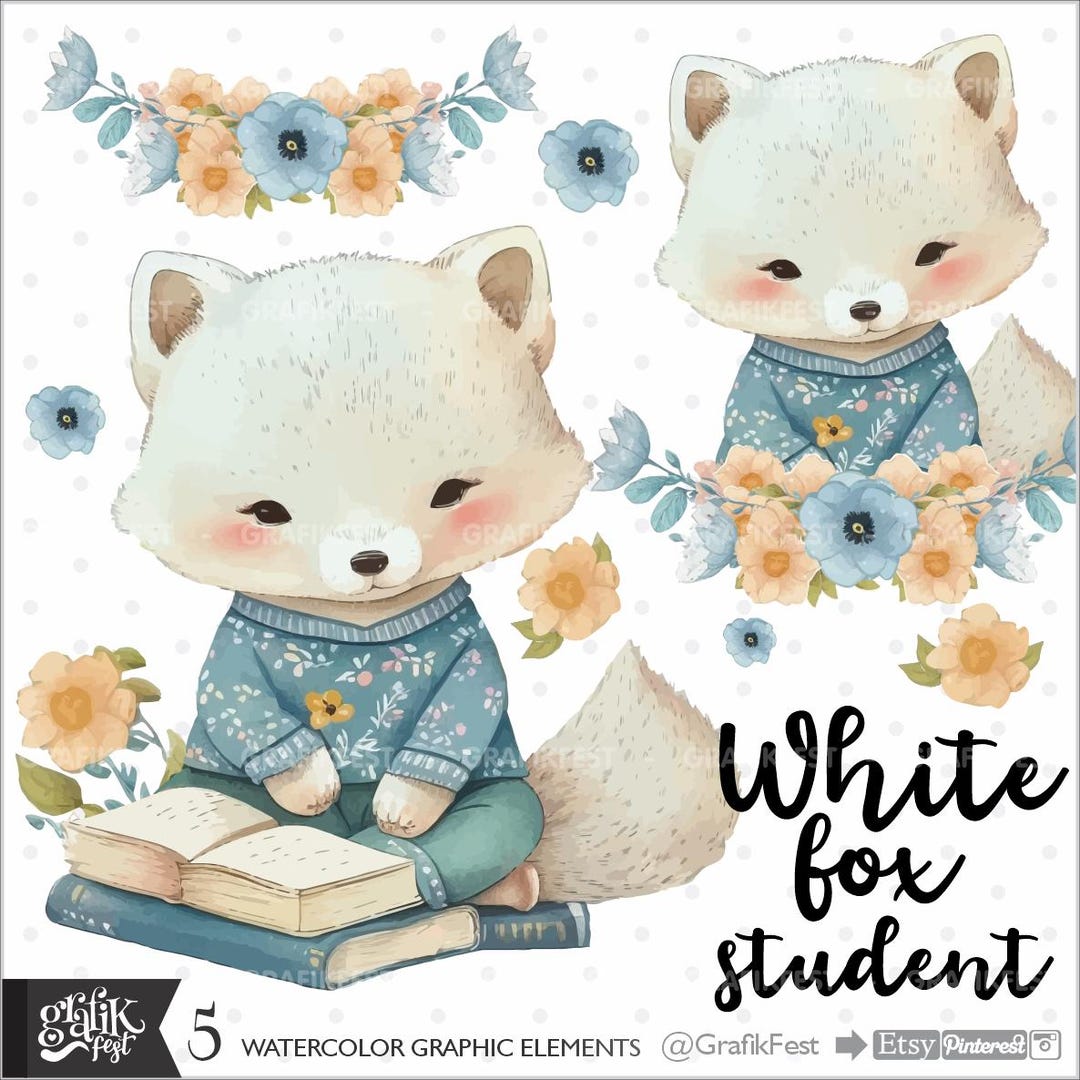 Fox Clipart, White Fox Clipart, Student Clipart, Spring Cliparts ...