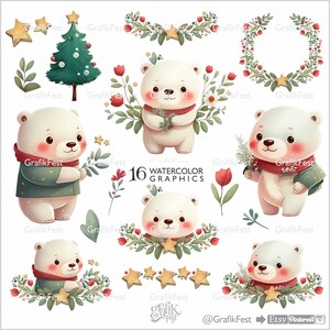 Polar Bear, Clipart, Winter Clipart, Christmas Clipart, Christmas Bear ...