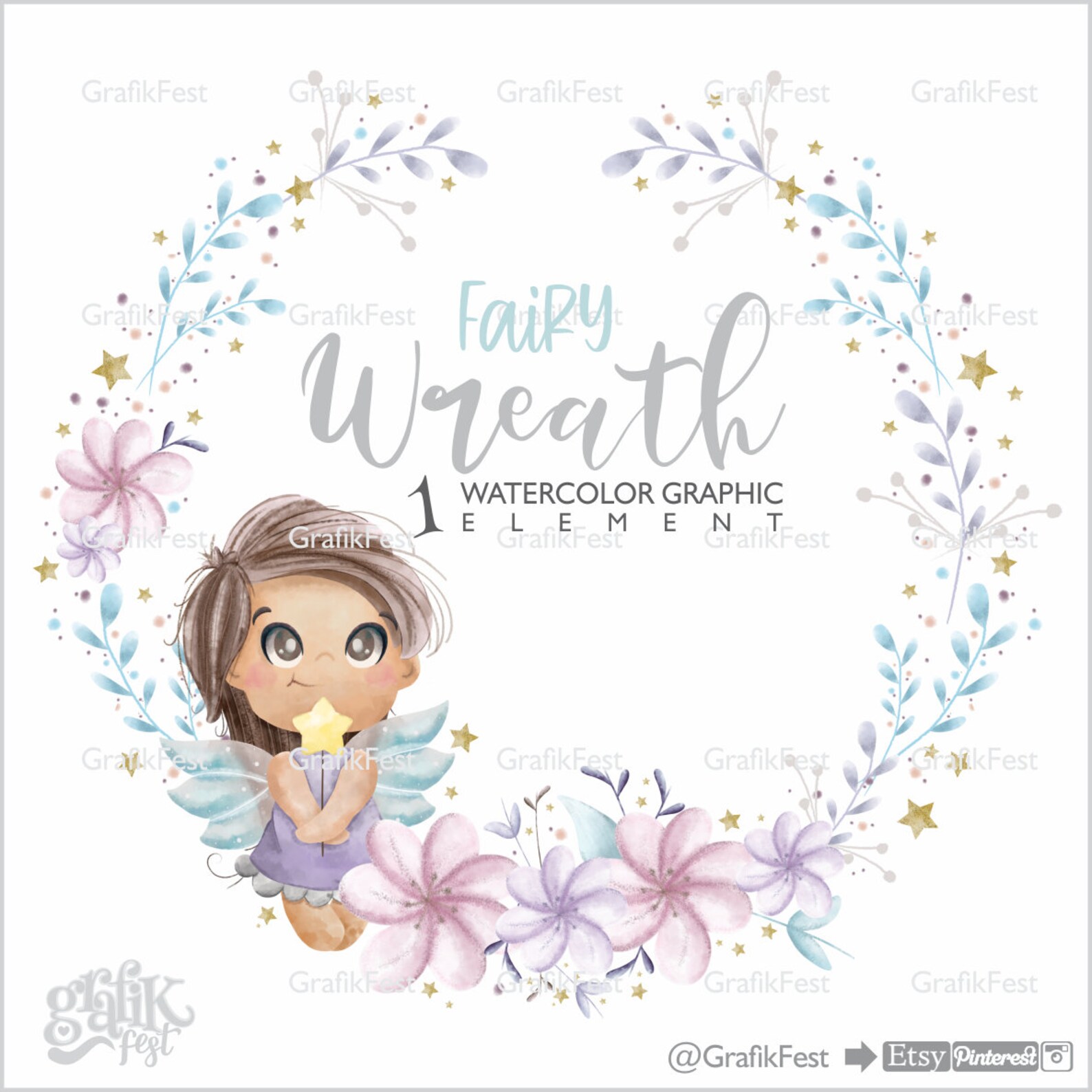 Fairy Wreath Clipart Wreath Watercolor Fairytale Wreath - Etsy