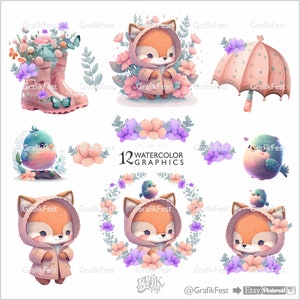 April Showers, Clipart, Watercolor, Spring Graphics, Rainy Day, Rain ...