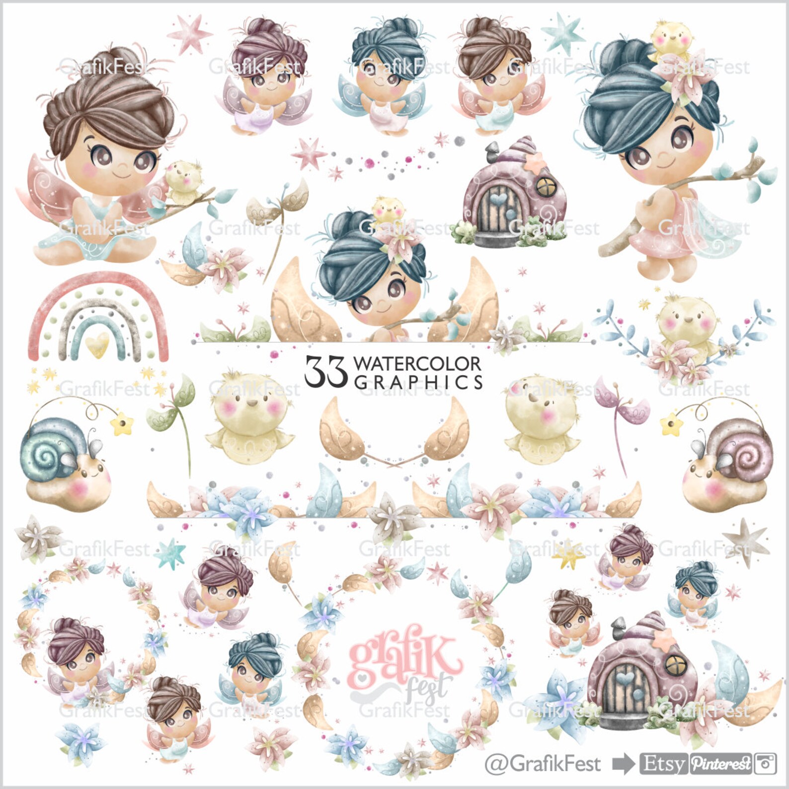 Fairy Clipart Fairy Graphics COMMERCIAL USE Spring Clipart - Etsy