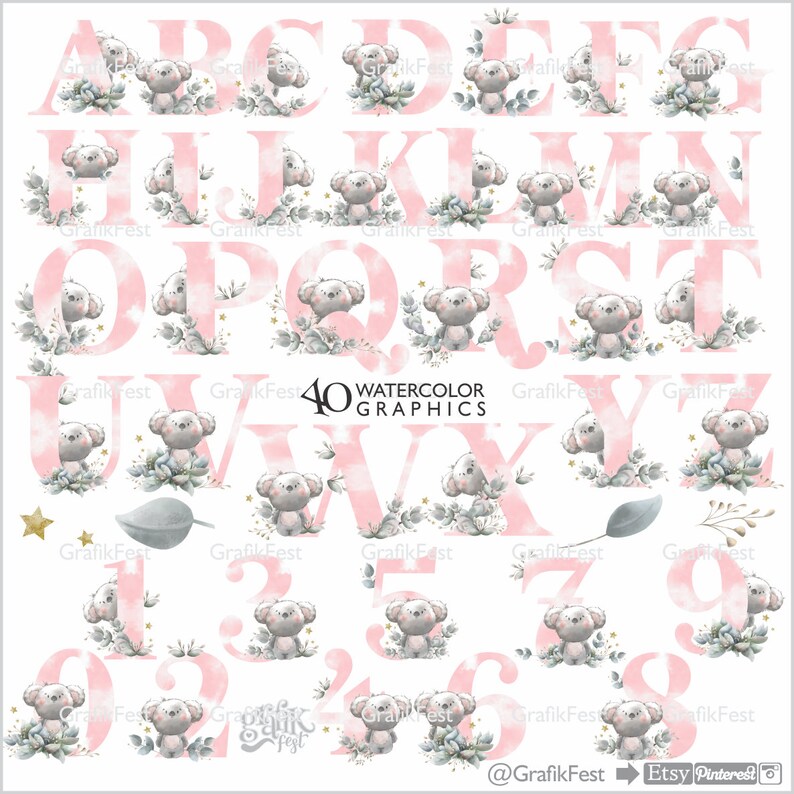 Alphabet Watercolor Alphabet Clipart Number Watercolor - Etsy