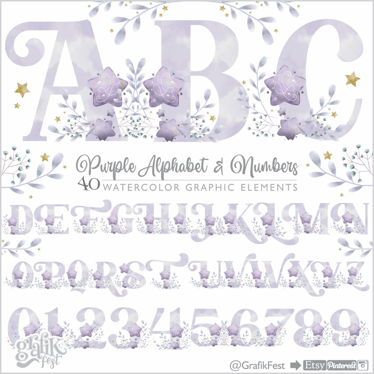 Alphabet Clipart Alphabet Watercolor Alphabet Graphics - Etsy
