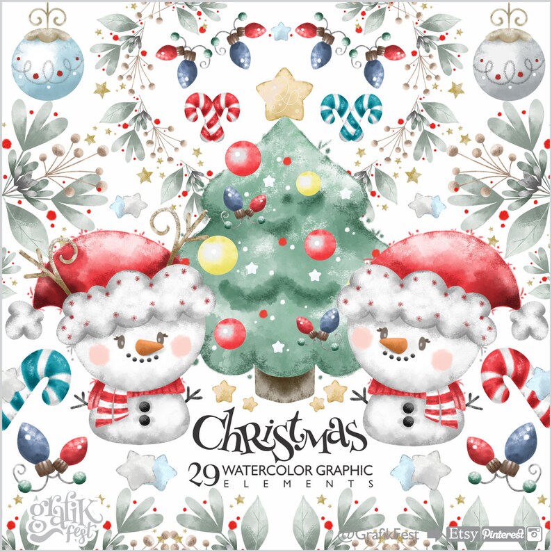 Snowman Watercolor, Christmas Clipart, Winter Watercolor, Winter ...