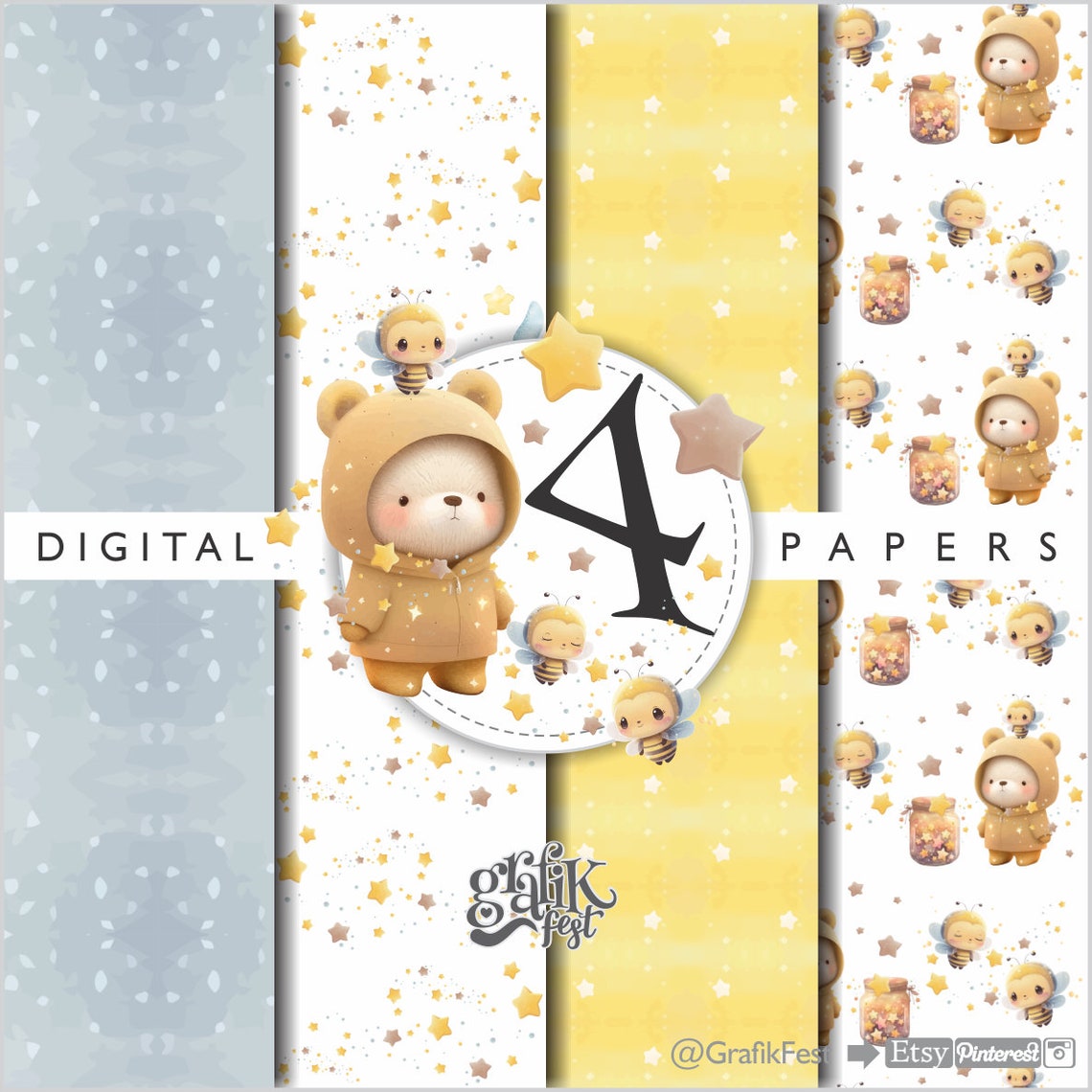 Bear Clipart Bee Clipart Watercolor Good Night Clip Art - Etsy