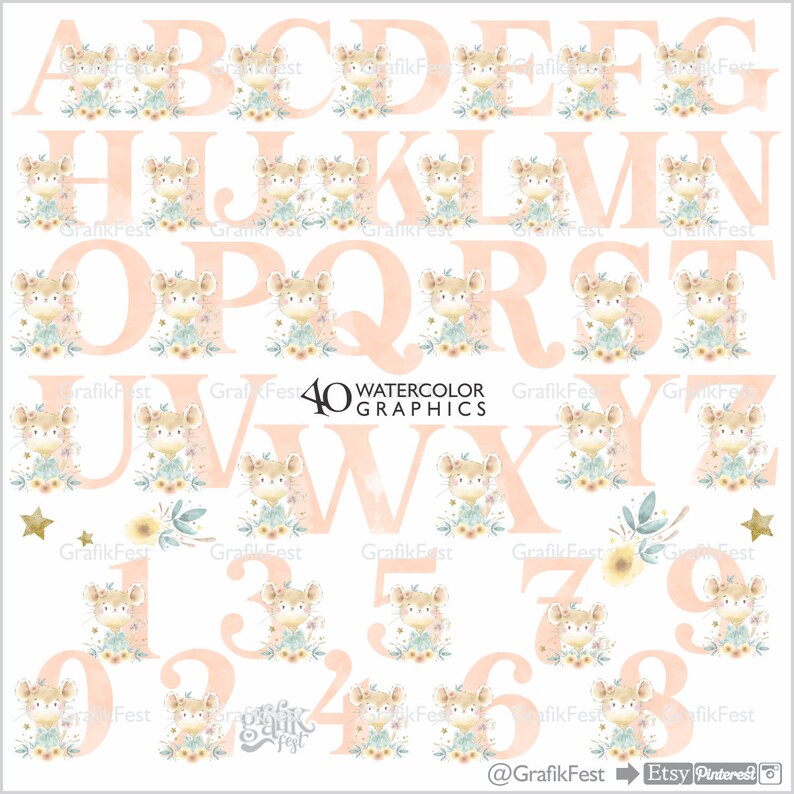 Alphabet Watercolor Alphabet Clipart Number Watercolor - Etsy