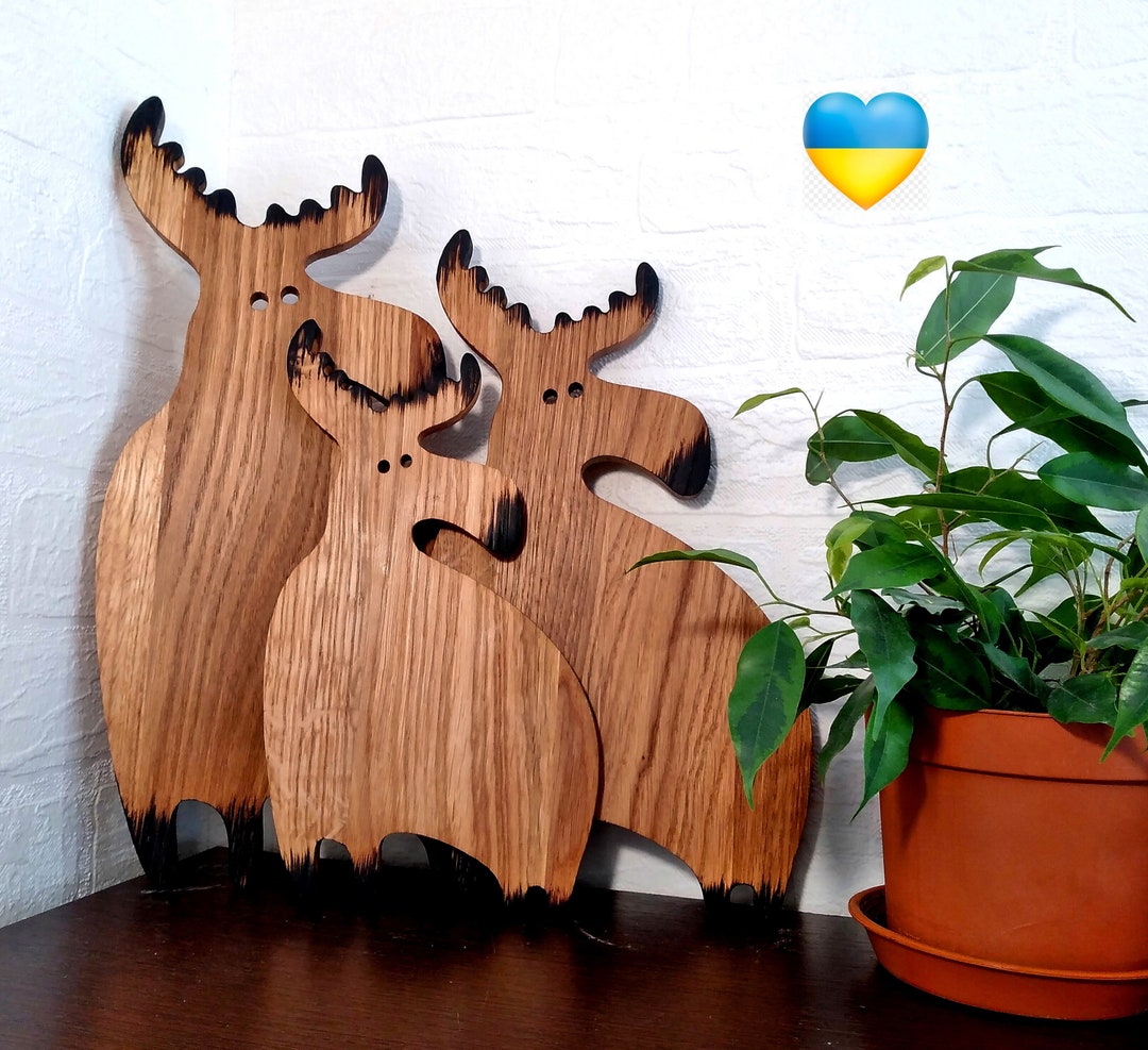 Wood Carved Moose Home Decor Moose Figurine Wooden Moose - Etsy