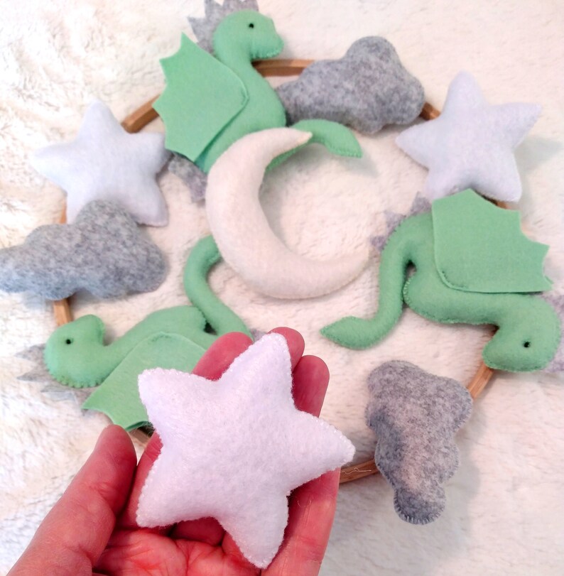 Felt Dragon Baby Mobile PDF Pattern: DIY Nursery Decor (SVG Included ...