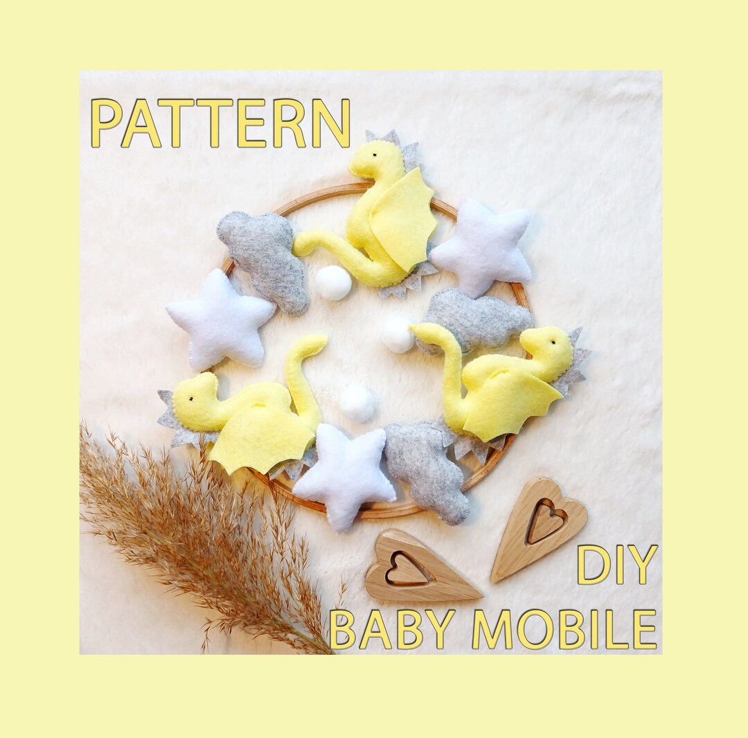 Felt Dragon Baby Mobile PDF Pattern: DIY Nursery Decor (SVG Included ...