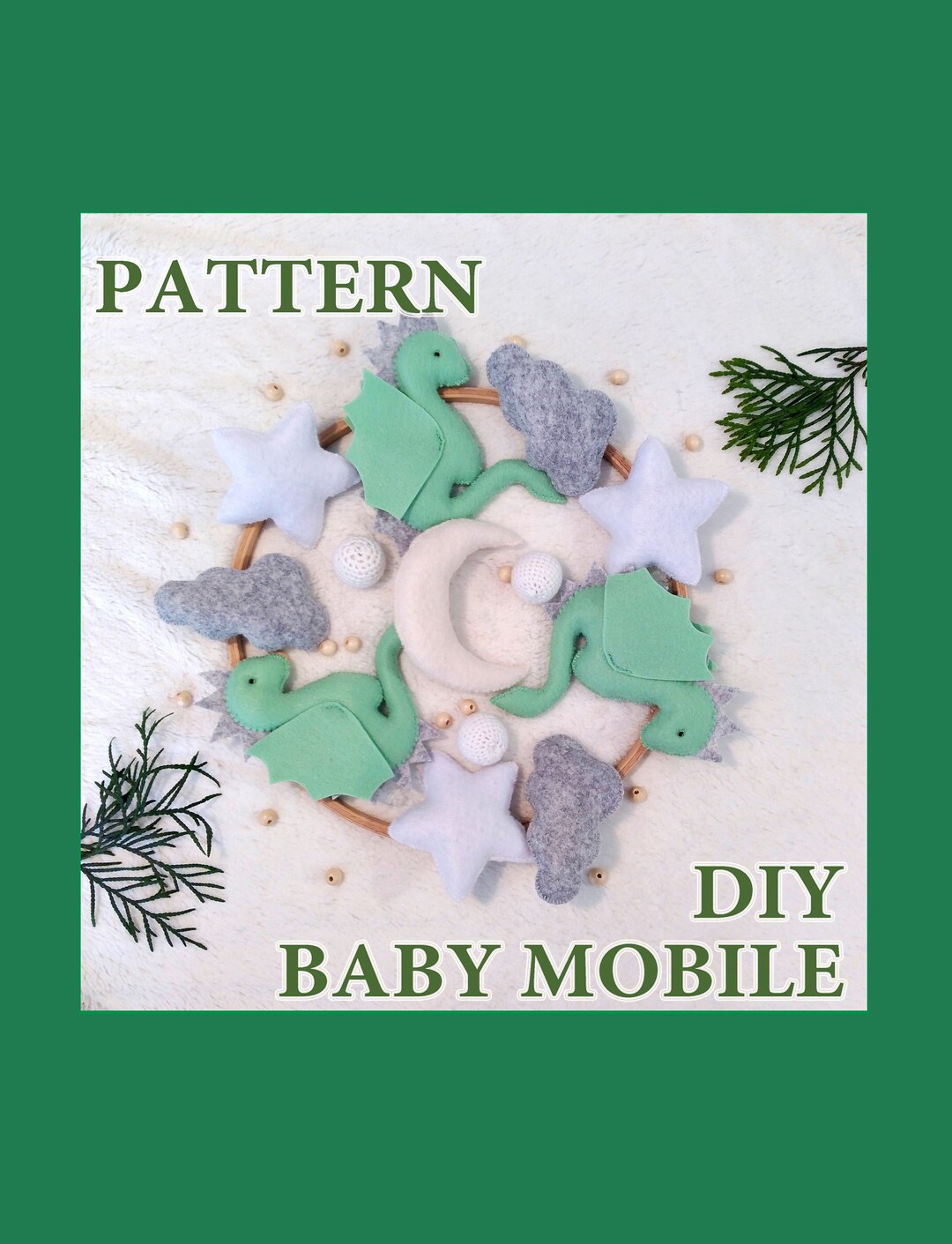 Felt Dragon Baby Mobile PDF Pattern: DIY Nursery Decor (SVG Included ...