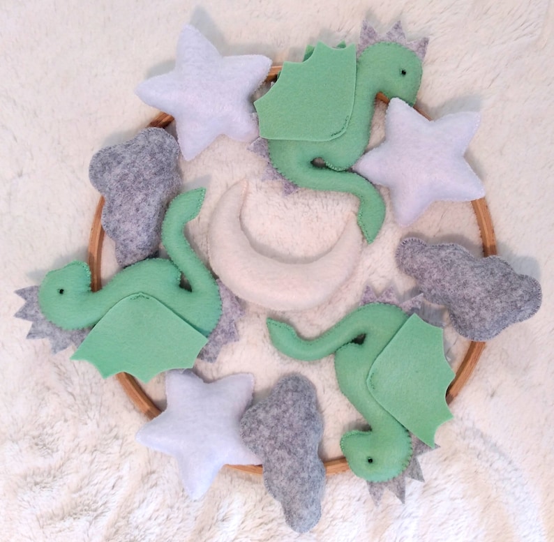 Felt Dragon Baby Mobile PDF Pattern: DIY Nursery Decor (SVG Included ...