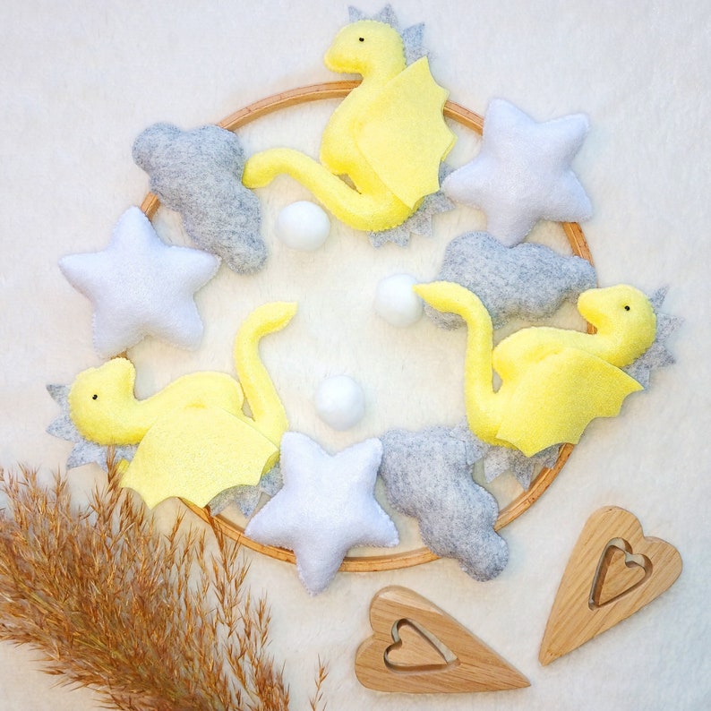 Felt Dragon Baby Mobile PDF Pattern: DIY Nursery Decor (SVG Included ...