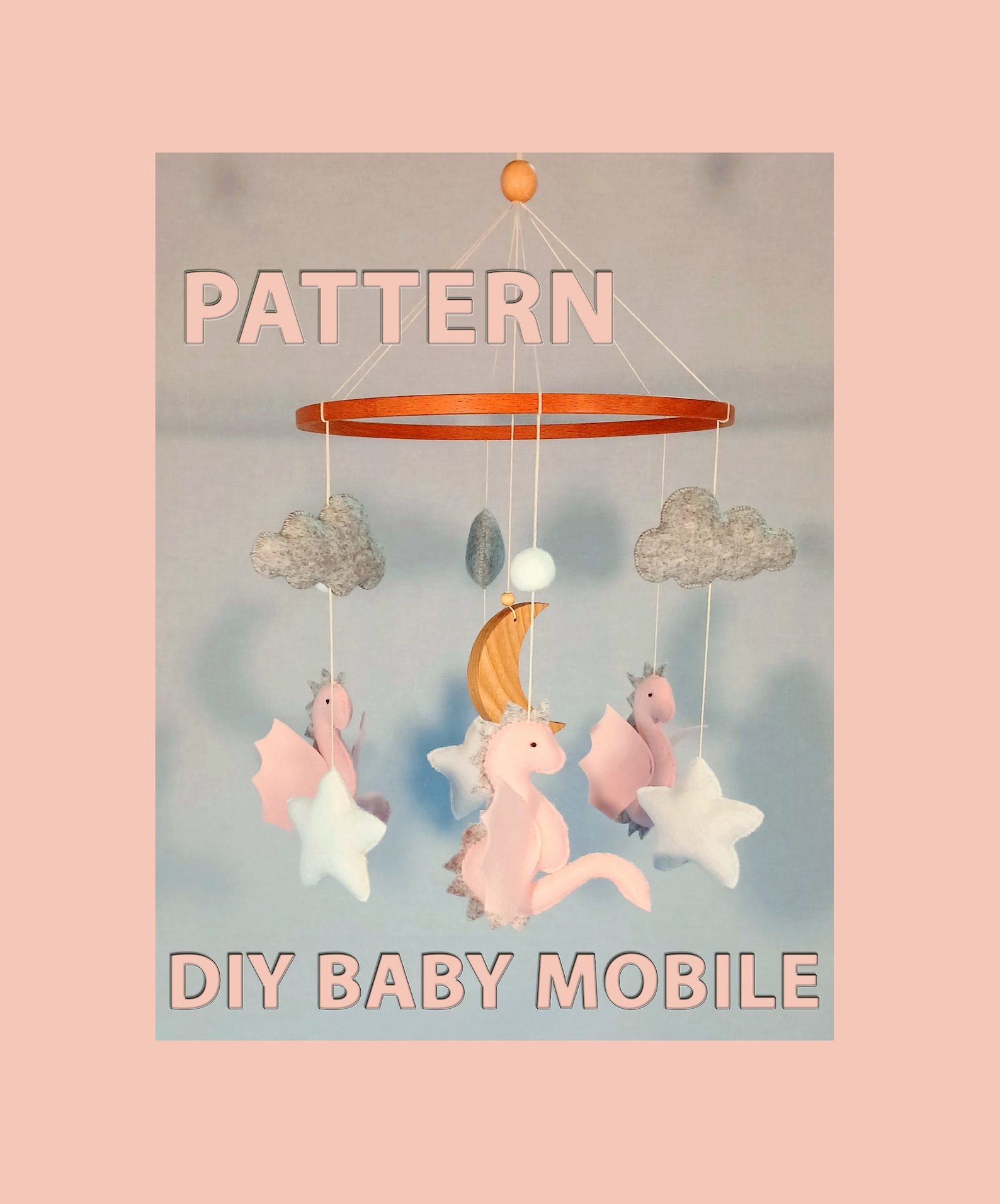 PDF Dragon Baby Mobile | Dragon Mobile | Dragon Nursery | Felt Dragon ...