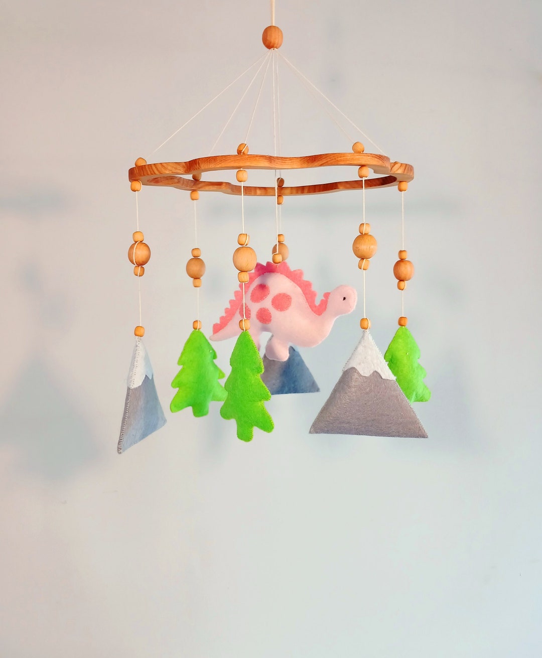Pink Dinosaur Mobile, Baby Girl Mobile, Felt Dinosaur, Dinosaur Baby ...