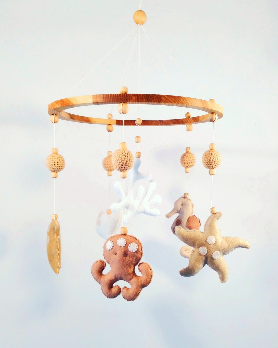 Ocean Mobile, Felt Sea Animals, Baby Mobile Ocean, Baby Mobile Neutral ...