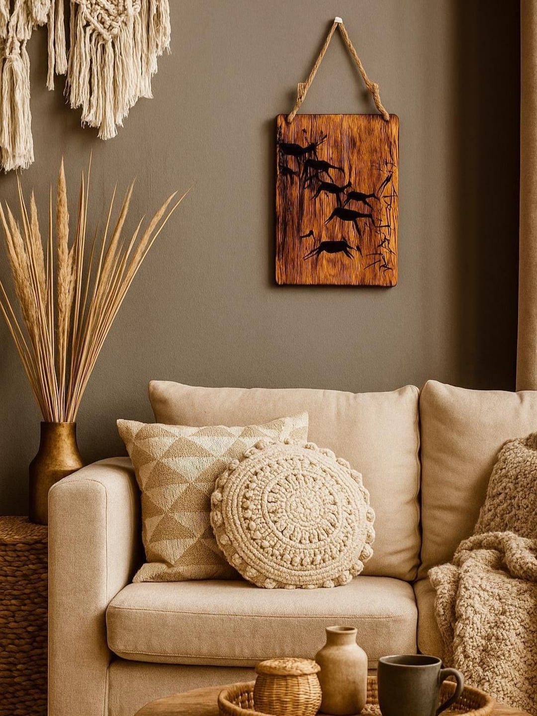 Oak Wood Hunting Scene Wall Decor: Primitive Art Panel - Etsy