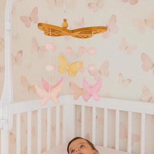 Butterfly Baby Mobile, Butterfly Mobile Girl, Felt Butterfly, Nursery ...