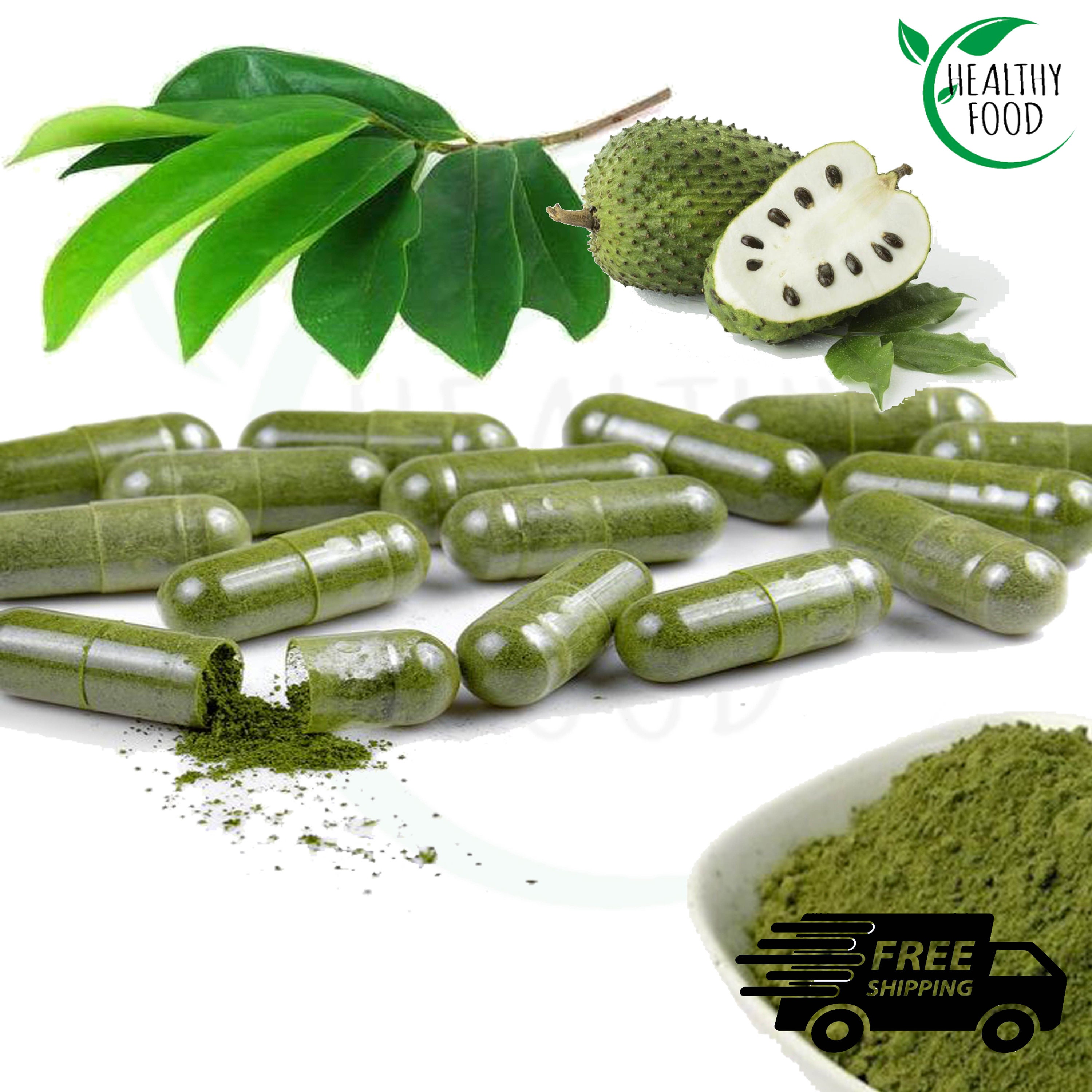 Graviola Soursop Capsules(600mg)/graviola/ Guanabana / Annona Muricata Leaf Ground Powder ...