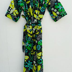 Green Jungle Printed Kimono Robes, Morning Tea Robe Coat, Bridesmaid ...
