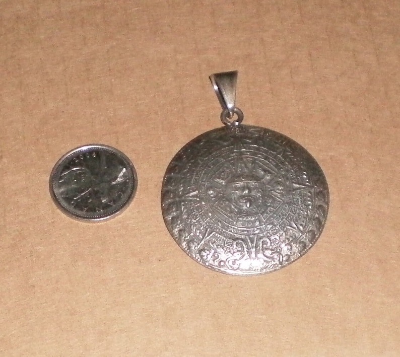 Solid 925 Silver Aztec Mayan Sun God Artwork Pendant Stamped Mexico 925 ...