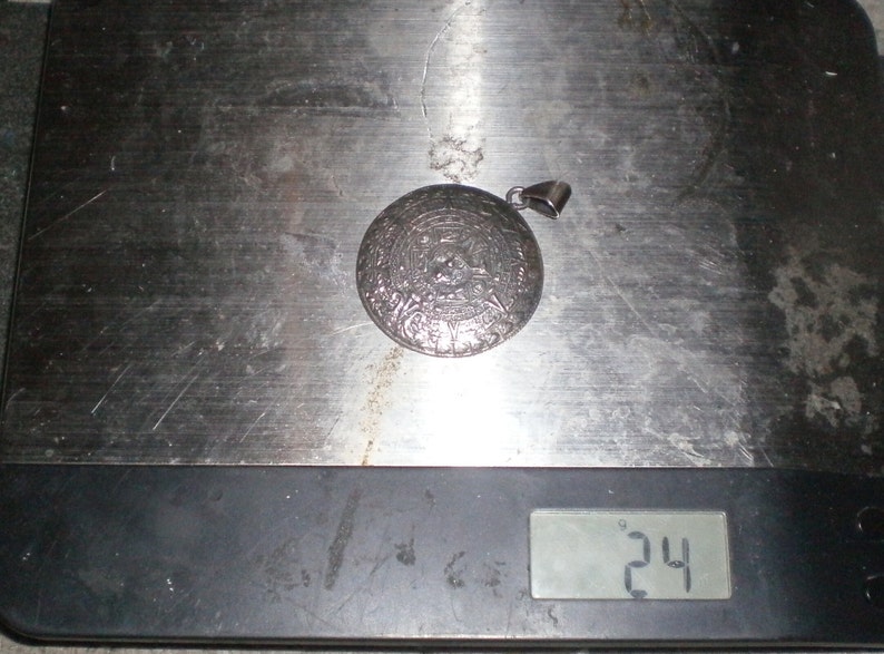 Solid 925 Silver Aztec Mayan Sun God Artwork Pendant Stamped Mexico 925 ...