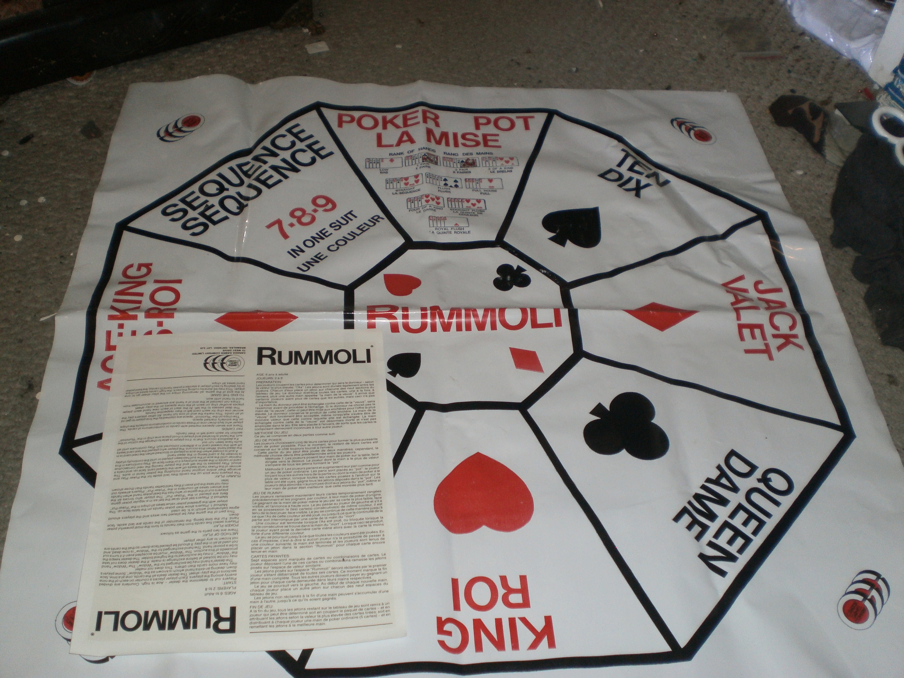 Vintage Canada Games Plastic 26 X 26 Inch Deluxe Rummoli Sheet With ...