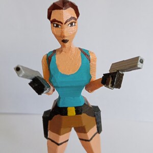 Lara Croft tomb Raider Low-poly PS1 Figure With Stand - Etsy