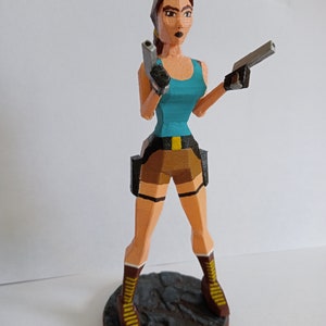 Lara Croft tomb Raider Low-poly PS1 Figure With Stand - Etsy