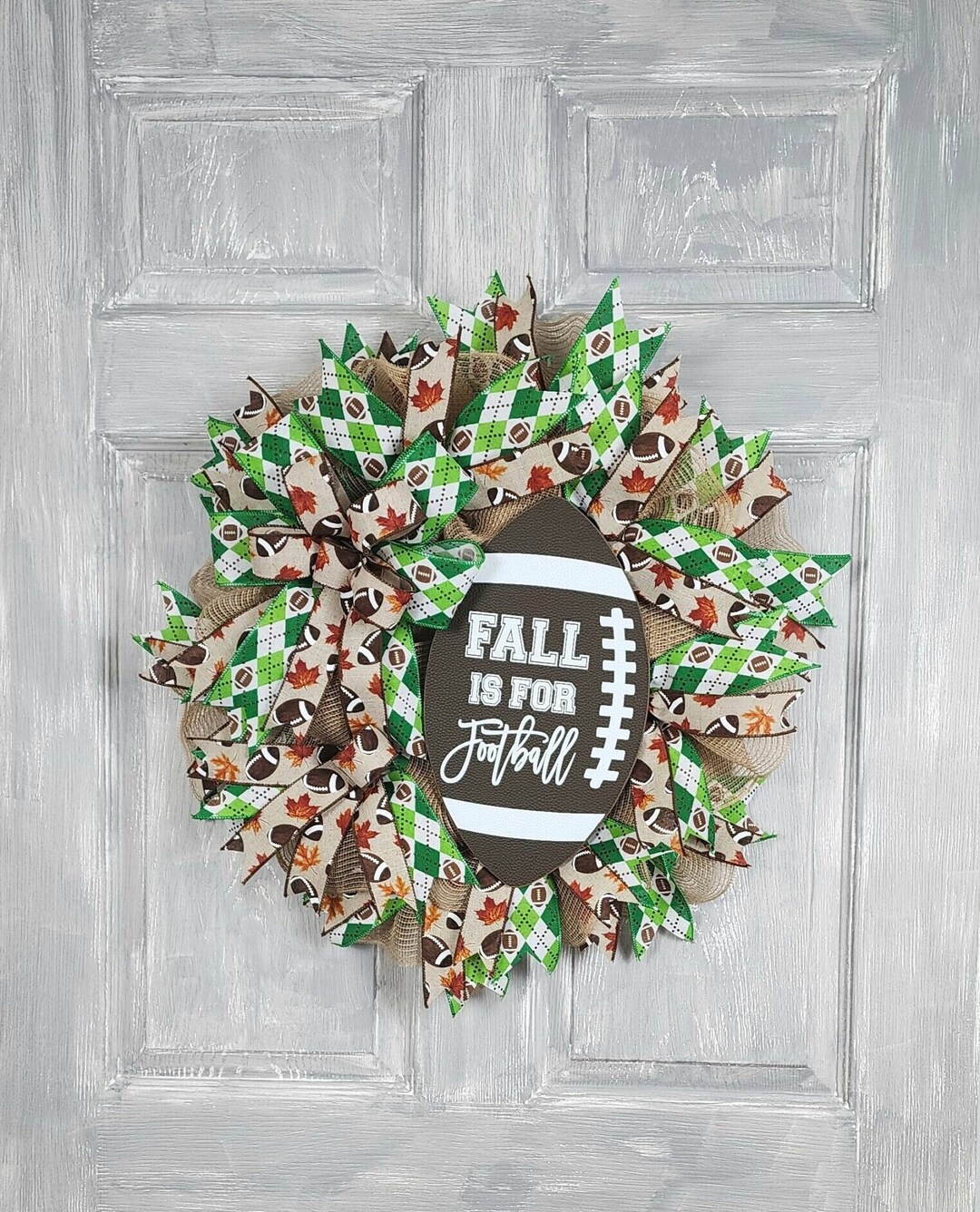 Fall is for Football Wreath for Front Door, Football Porch Decor ...