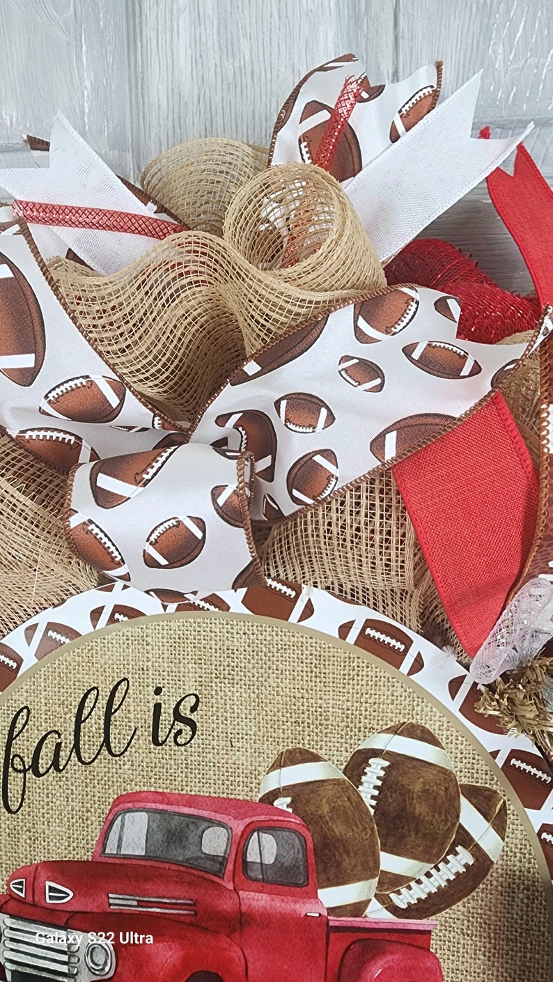 Fall Football Wreath, Red Truck, Front Door Decor - Etsy