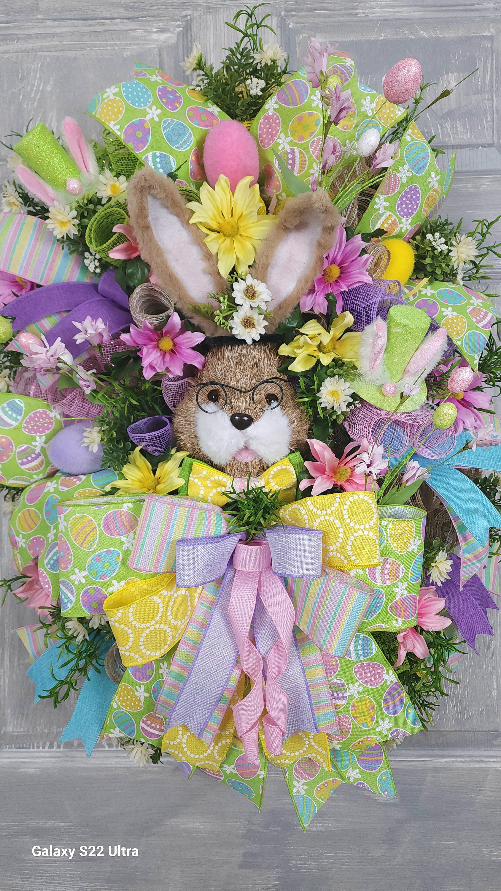 Spring Bunny Swag for Front Door, Easter Bunny Decor, Spring Porch ...