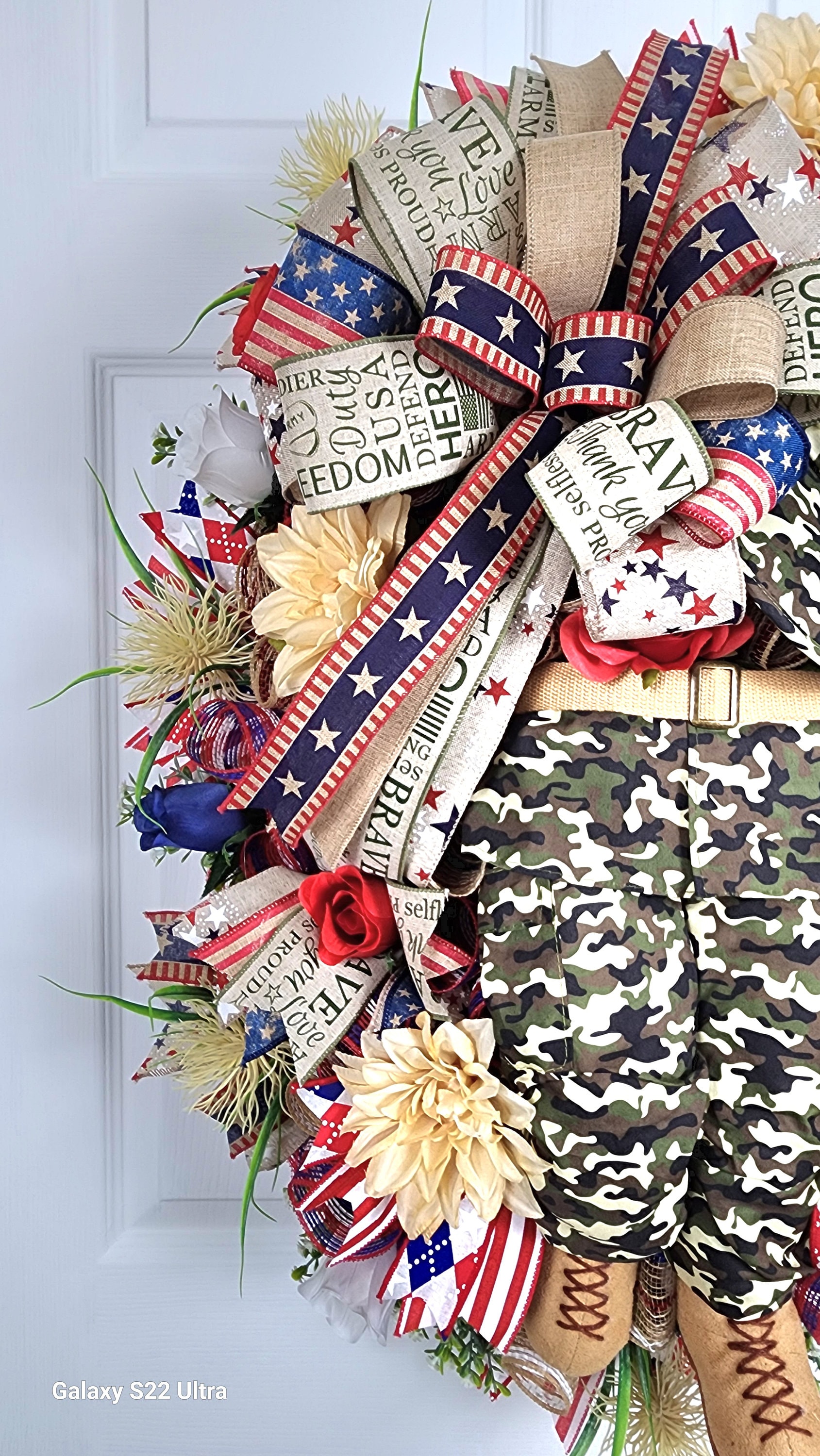 Patriotic Solider Swag, Front Door Decor, Porch Decoration, Patriotic ...