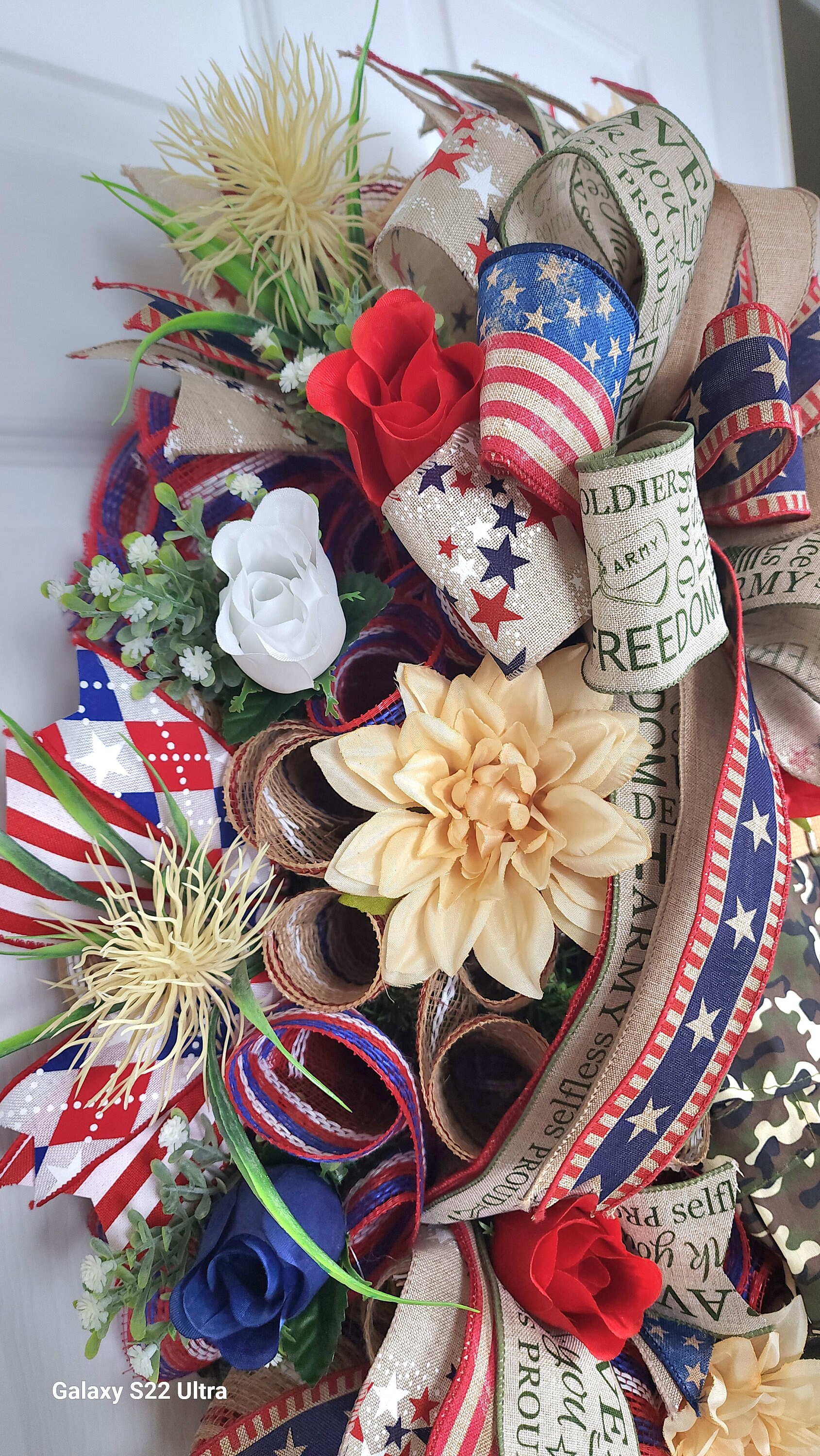 Patriotic Solider Swag, Front Door Decor, Porch Decoration, Patriotic ...