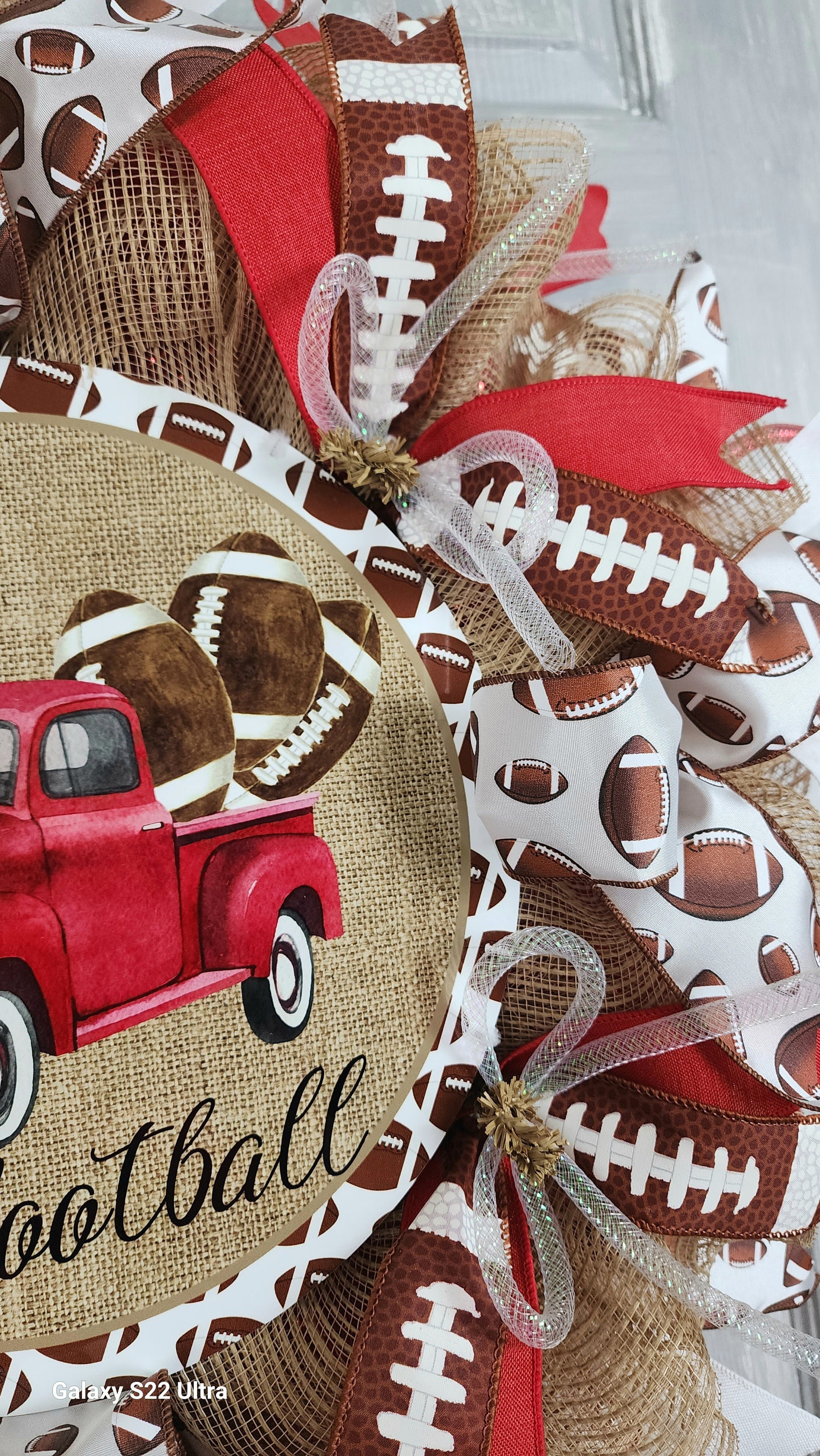 Fall Football Wreath, Red Truck, Front Door Decor - Etsy