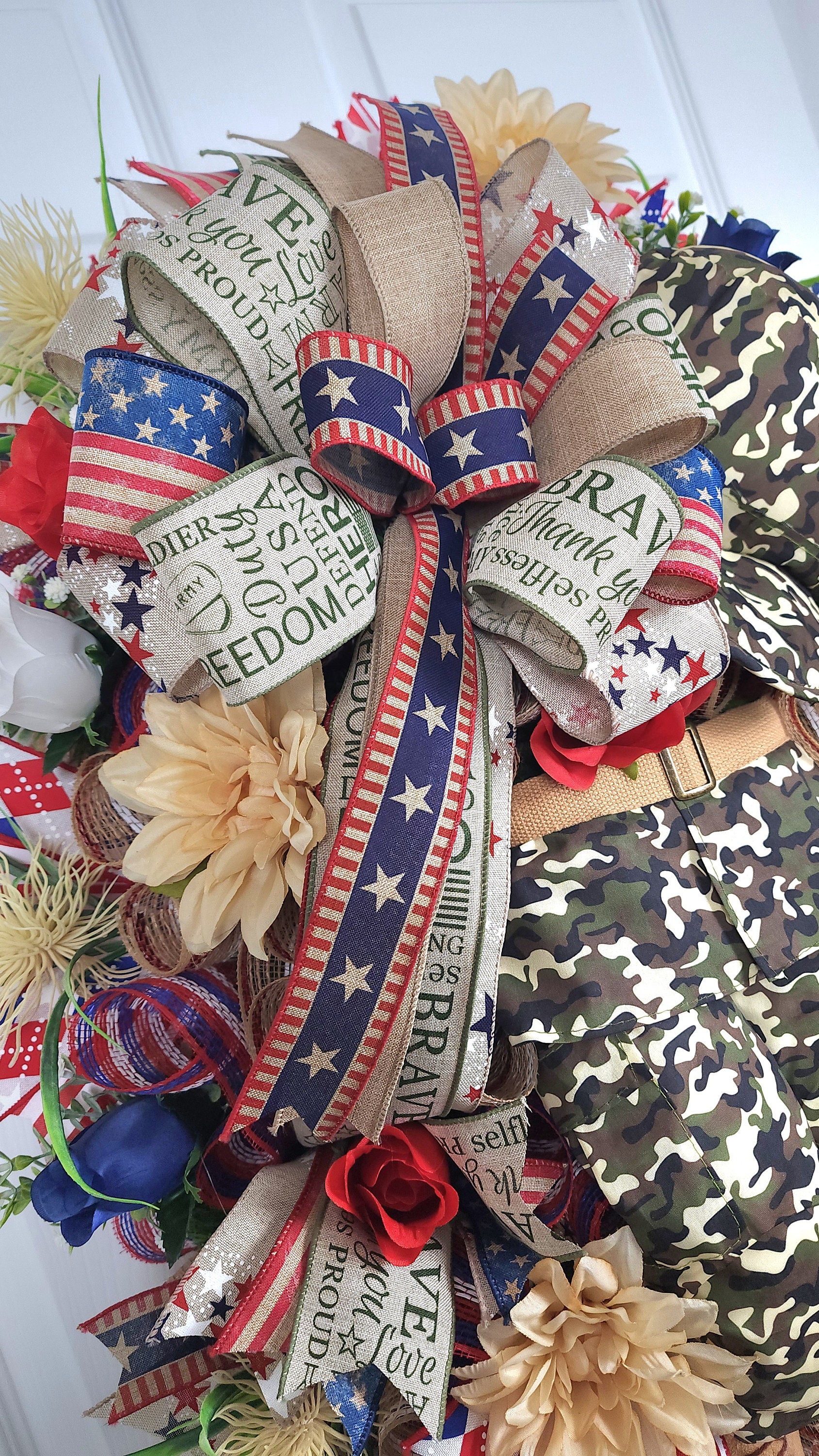 Patriotic Solider Swag, Front Door Decor, Porch Decoration, Patriotic ...