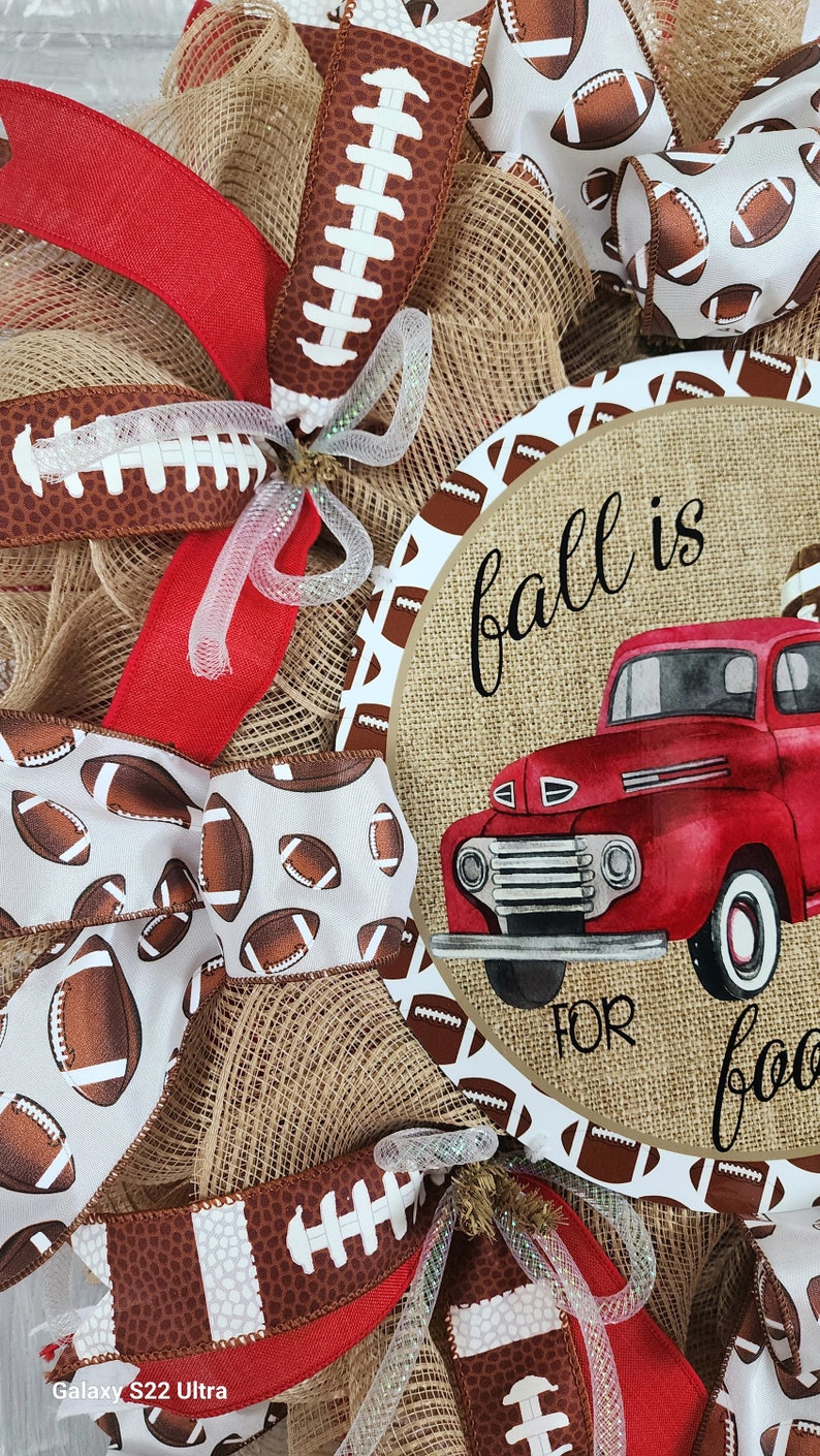 Fall Football Wreath, Red Truck, Front Door Decor - Etsy