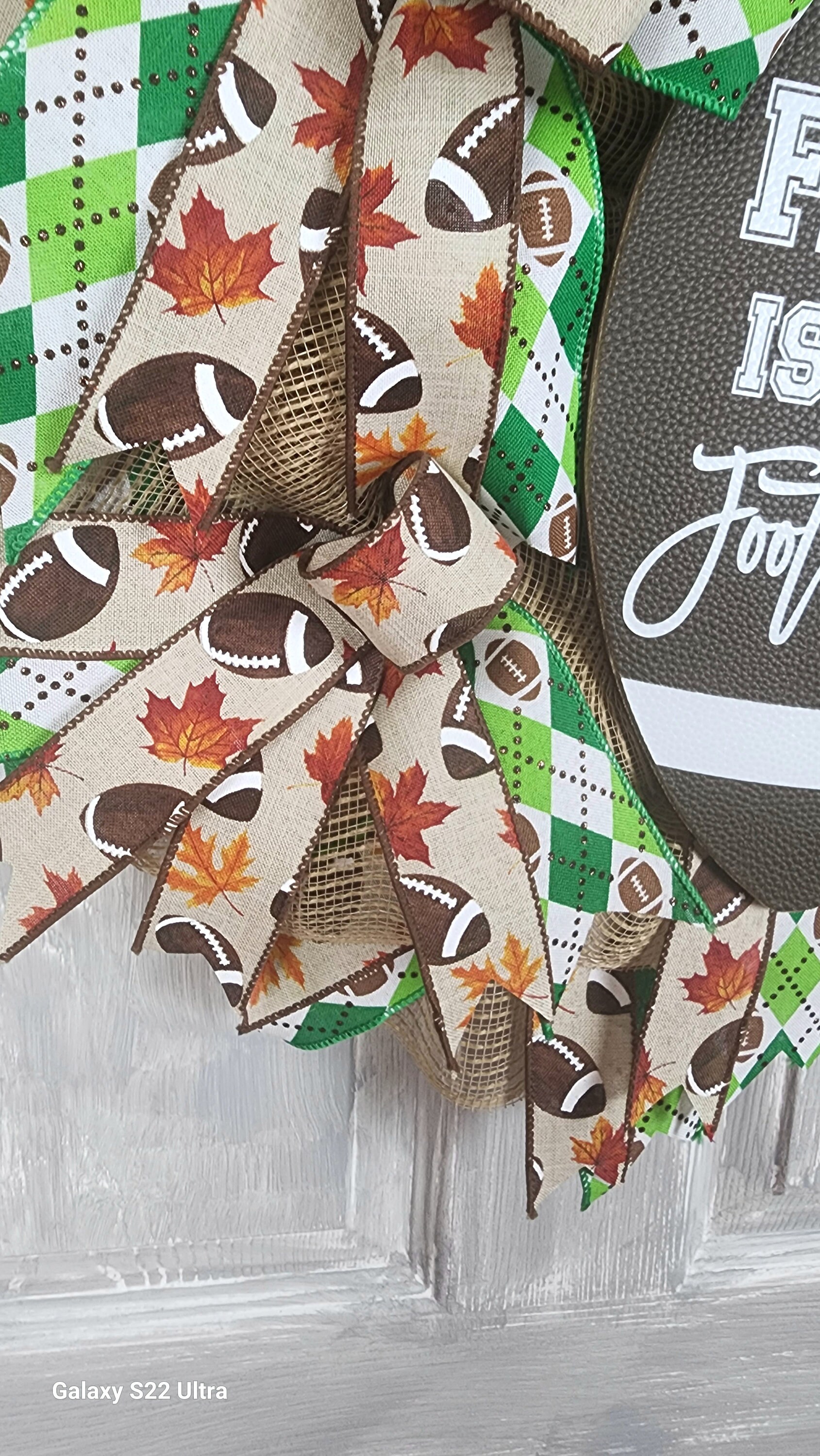 Fall is for Football Wreath for Front Door, Football Porch Decor ...