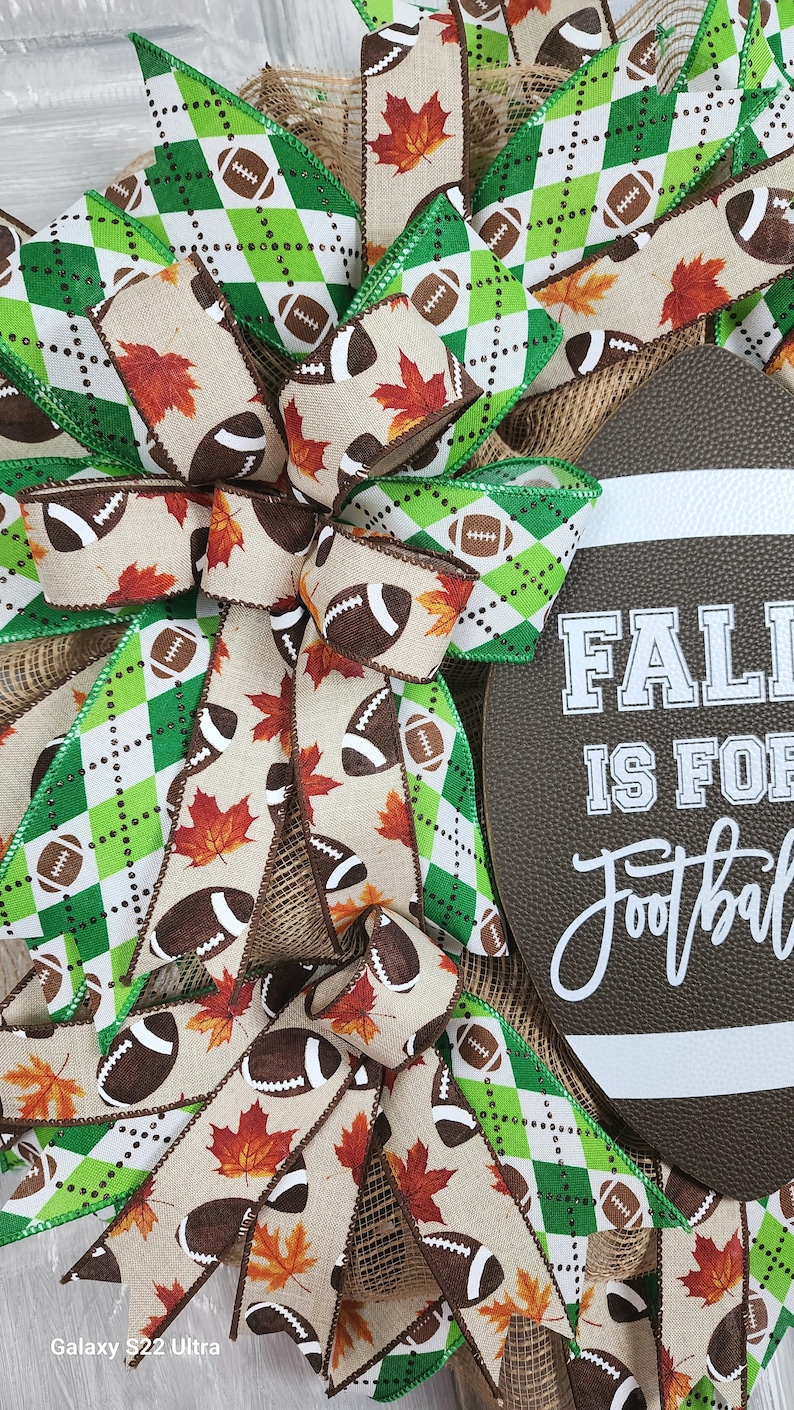 Fall is for Football Wreath for Front Door, Football Porch Decor ...