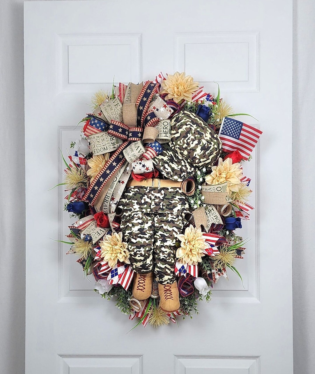 Patriotic Solider Swag, Front Door Decor, Porch Decoration, Patriotic ...