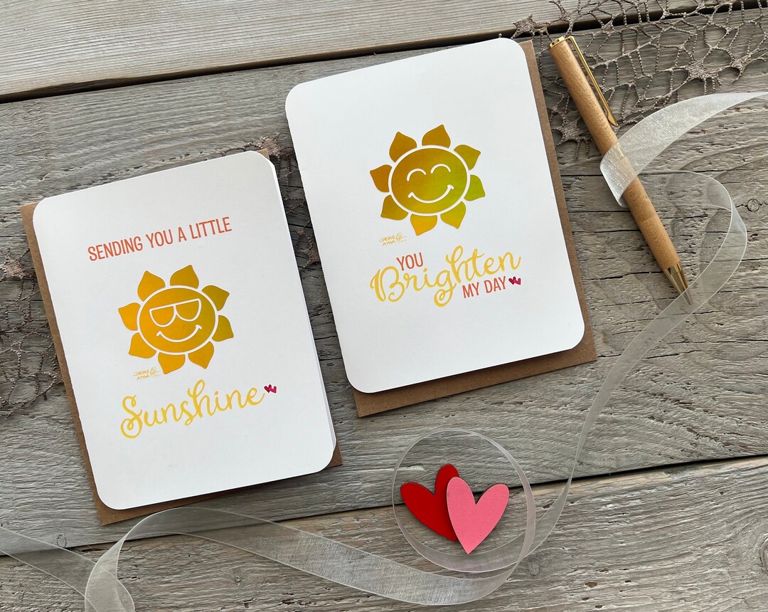 Sunshine Notecard With Encouraging Quote Gift Set of 2 Made With ...