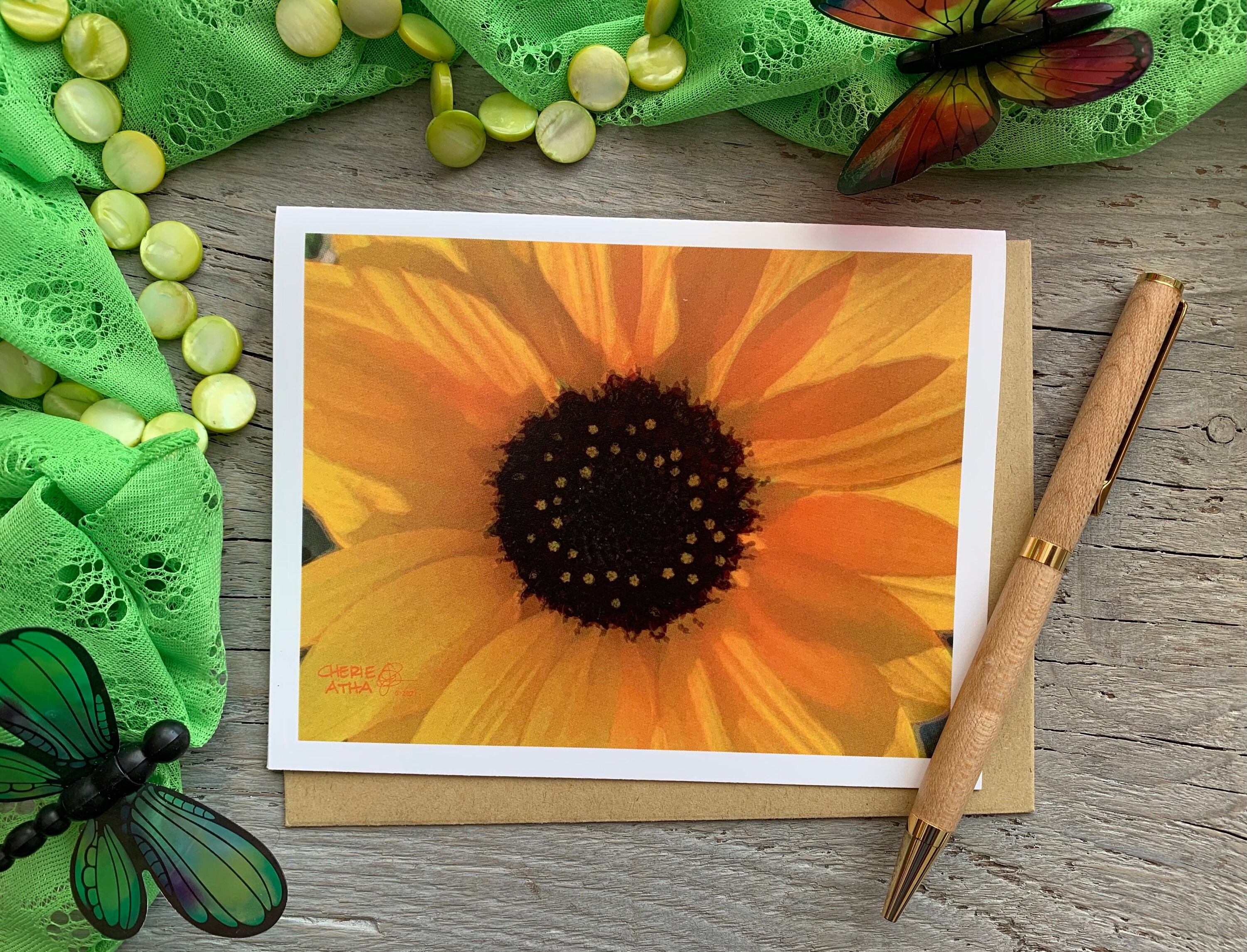 Flower Note Cards Set of 4, Dahlia/sunflower/pansy/camellia Flower ...