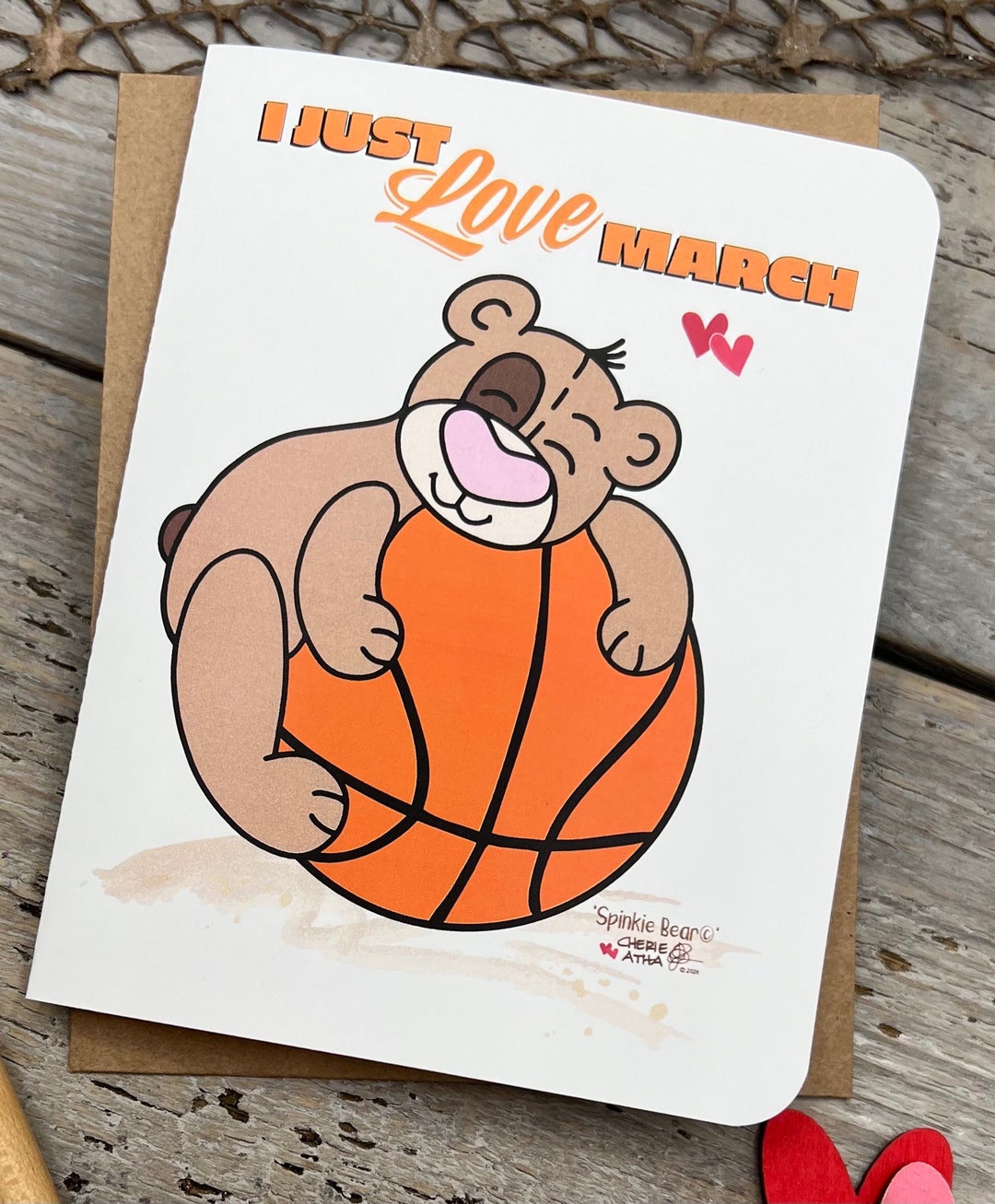 Basketball Note Card With Teddy Bear, I Love March, Sport Enthusiasts ...