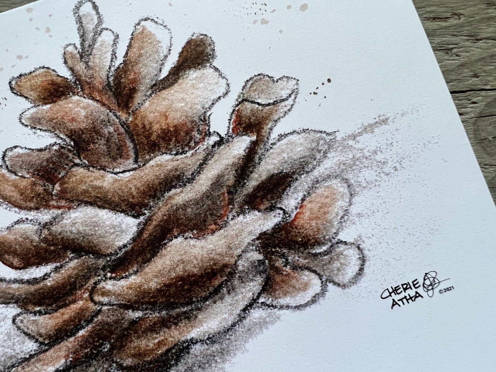 Watercolor Pinecone Note Card Set: Hand-painted Stationery - Etsy