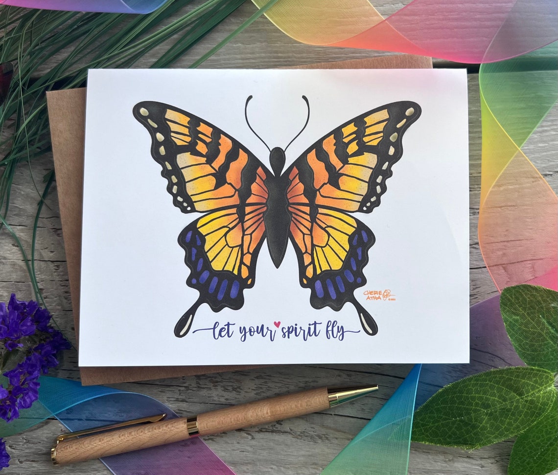 Butterfly Note Card, Swallowtail Original Art, Encouragement Card - Etsy