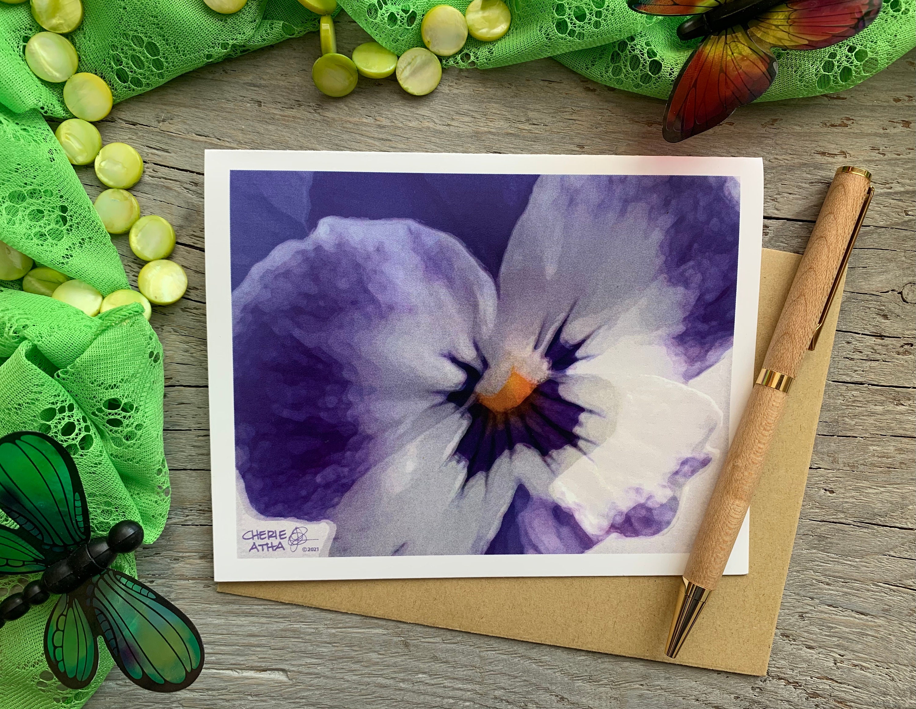 Flower Note Cards Set of 4, Dahlia/sunflower/pansy/camellia Flower ...