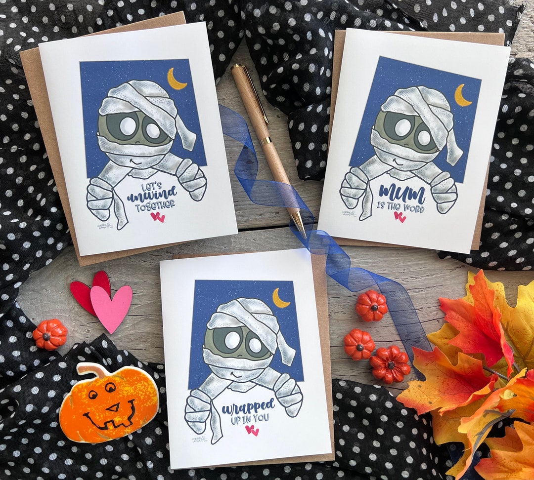 Mummy Note Card, Set of 3 With Night Sky Moon & Stars, Features ...
