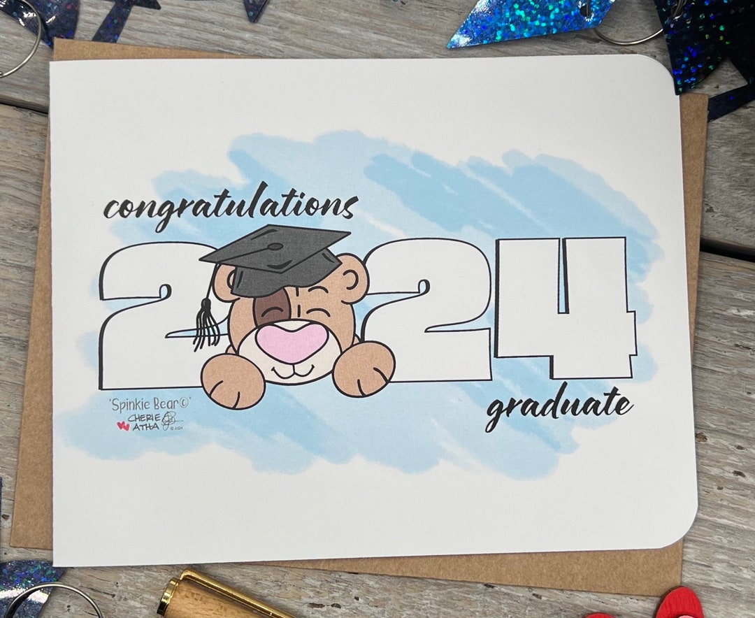 Teddy Bear Graduation Notecard, 2024 Grad Card, College/high School ...