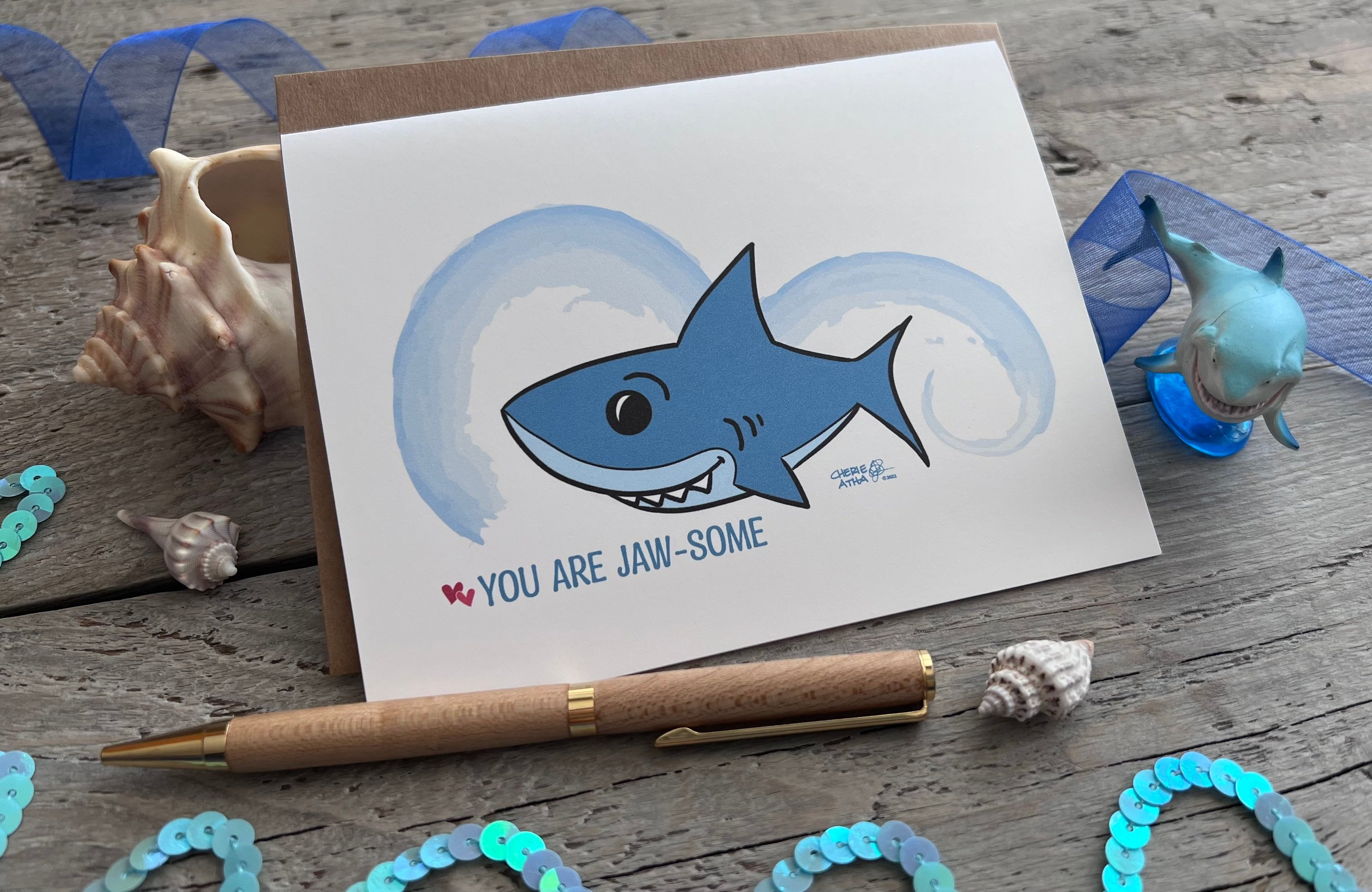 Baby Shark Note Card Original Hand Drawn Made Art You Are - Etsy