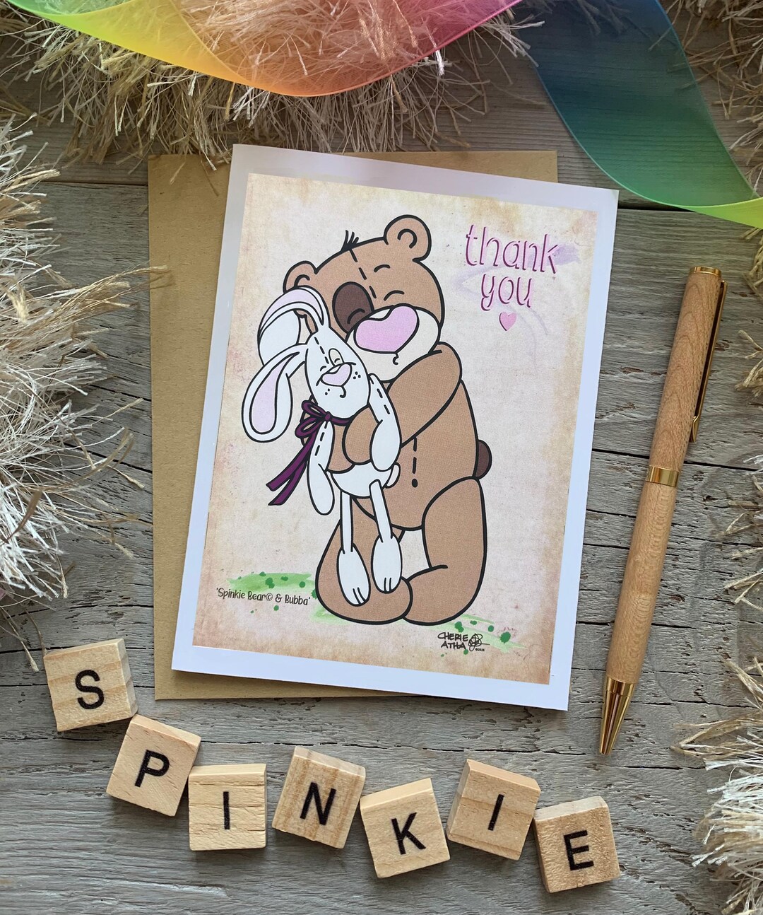 Thank You Note Card, Teddy Bear and Bunny Rabbit Gratitude Appreciation ...