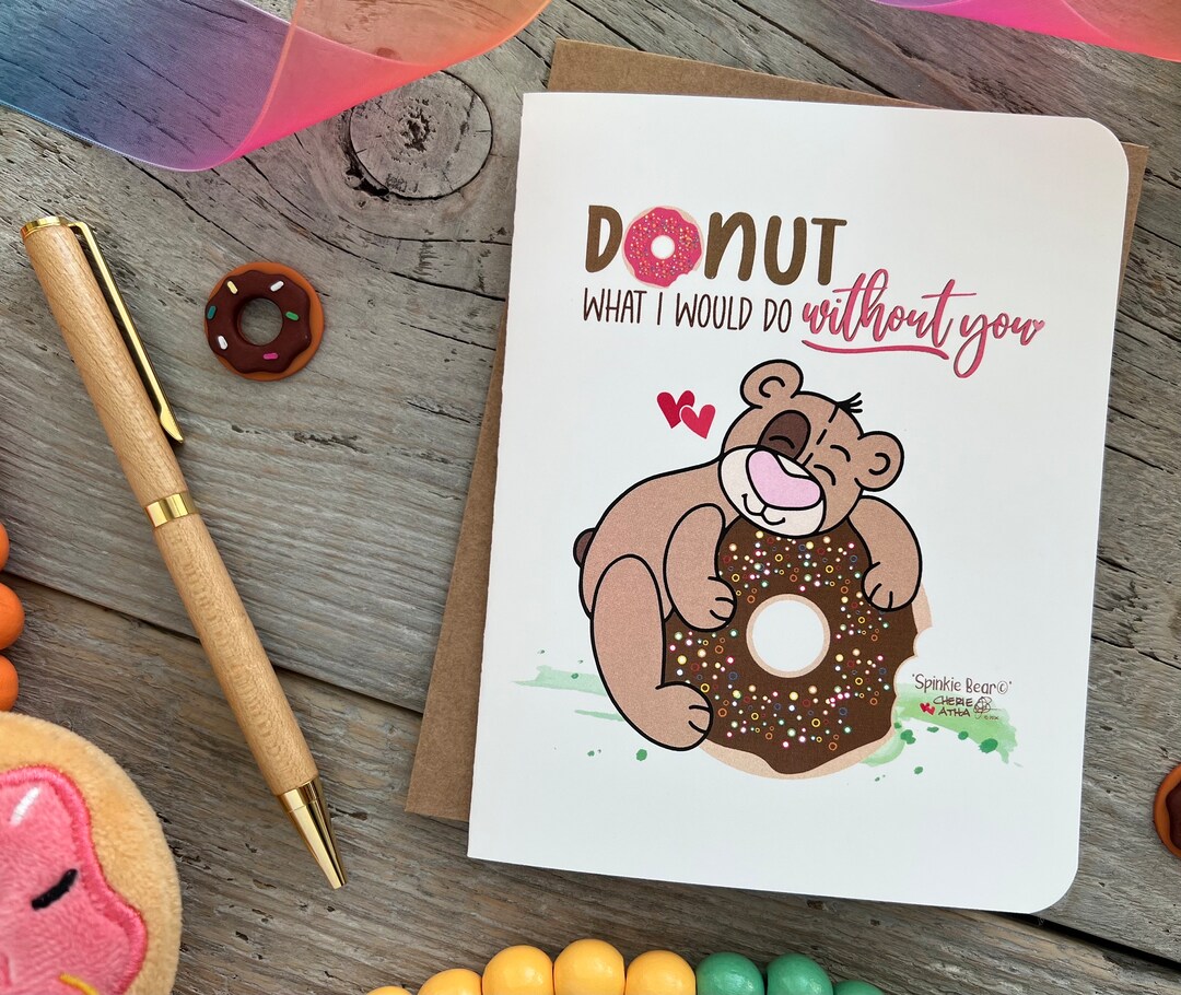 Teddy Bear on Chocolate Sprinkle Donut, Spinkie Bear© Hand Drawn ...